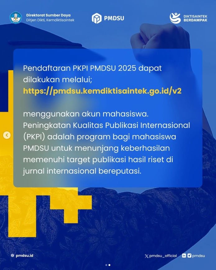 Pendaftaran Peningkatan Kualitas Publikasi Internasional (PKPI) PMDSU 2025